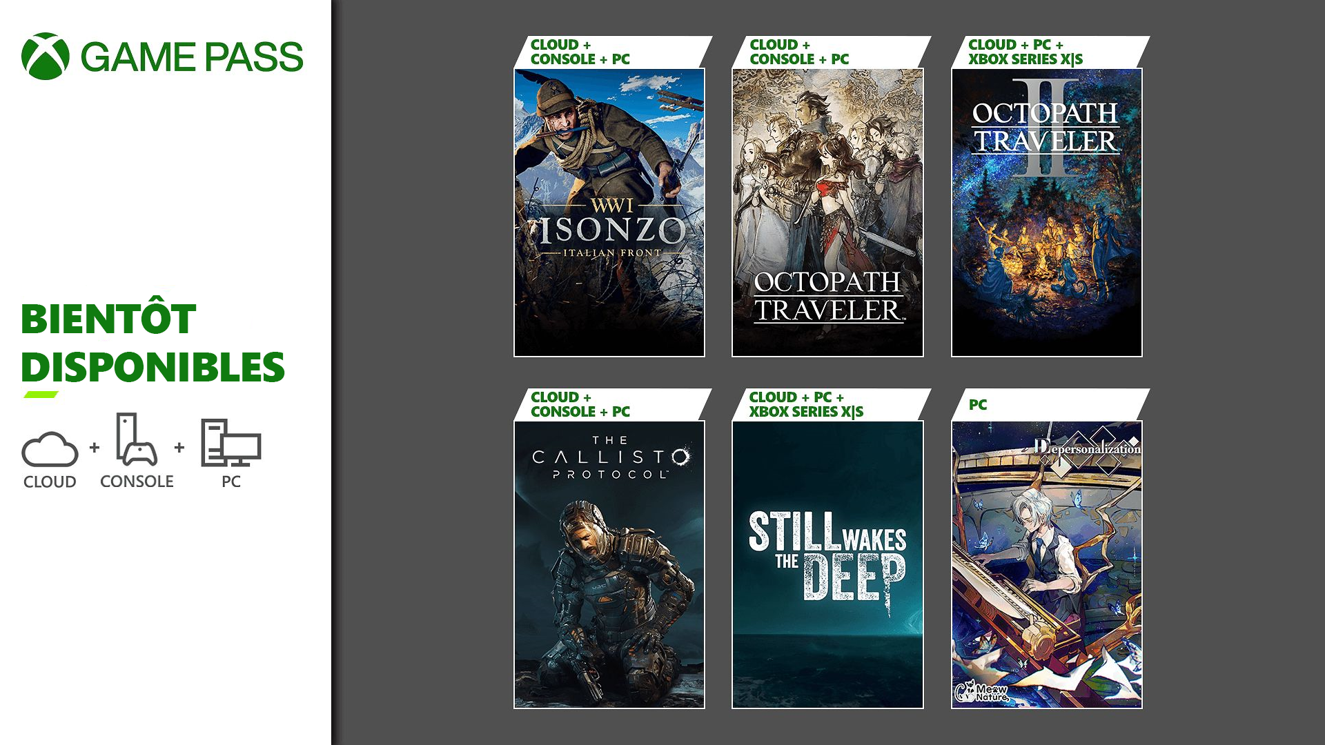 Prochainement dans le Xbox Game Pass : Octopath Traveler II, The Callisto Protocol, Still Wakes ...