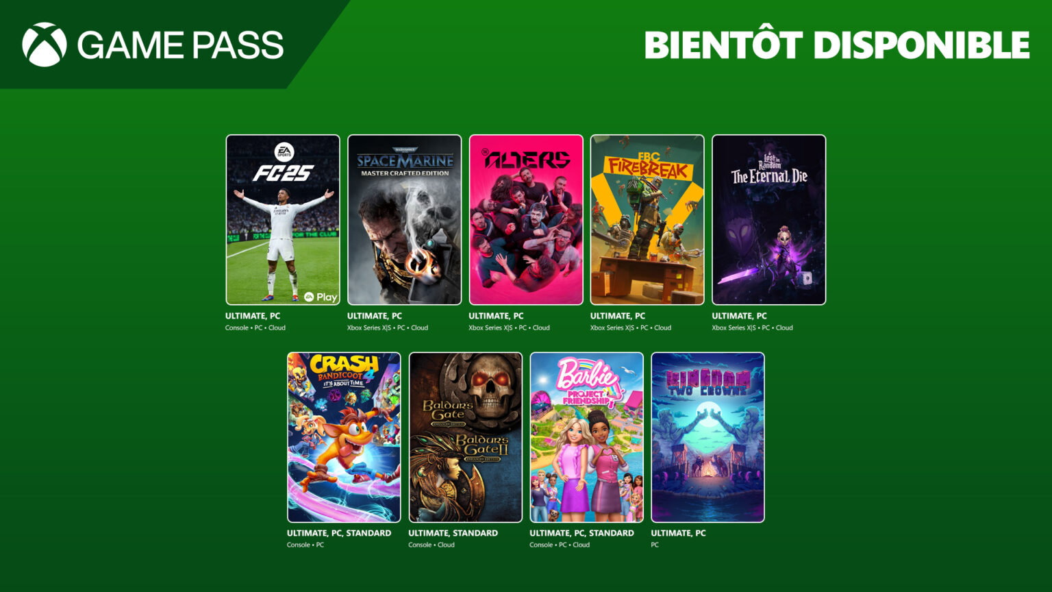 Prochainement dans le Xbox Game Pass : EA Sports FC 25, The Alters, FBC: Firebreak et bien d ...